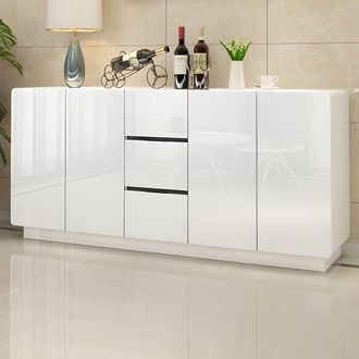 Generic Aufbewahrungsschrank, vielseitiger Aufbewahrungsschrank f&uuml;r Zuhause, modernes wei&szlig;es Sideboard mit Schubladen und verstellbaren Einlegeb&ouml;den f&uuml;r Wein,