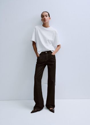 Mango Langes asymmetrisches T-Shirt wei&szlig; - Damen - S - MANGO