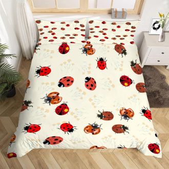 Generic Bettw&auml;sche 140x200 Marienk&auml;fer Bettw&auml;sche-Sets Kinder Erwachsene Bettbezug mit Rei&szlig;verschluss 3D Weich Mikrofaser B&uuml;gelfrei Deckenbezug 140 x 200 mit 