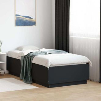vidaXL Cadre de lit avec lumi&egrave;res led noir 75x190 cm bois ding&eacute;nierie