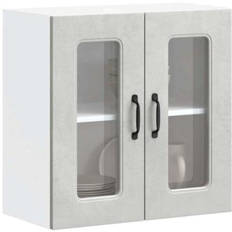 vidaXL Armoire murale de cuisine avec porte en verre Kalmar gris b&eacute;ton - Vidaxl
