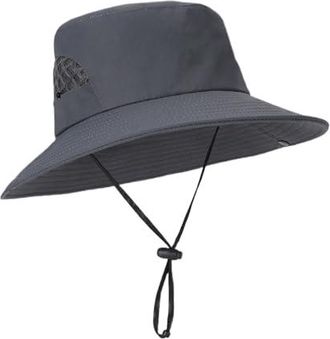 Generico UPF50+ Chapeau de soleil, pliable avec lani&egrave;re r&eacute;glable, pour jardin, plage, randonn&eacute;e, voyage, camping, gris fonc&eacute;, L