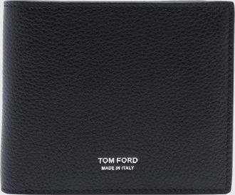 Tom Ford Portefeuille bifold en cuir de veau avec compartiment &agrave; billets et logo