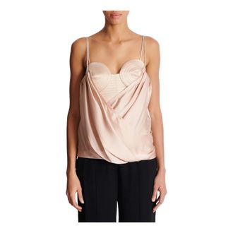 Balmain Femme, Tops, Beige, Taille: 40 FR Bustier &agrave; fines bretelles en satin