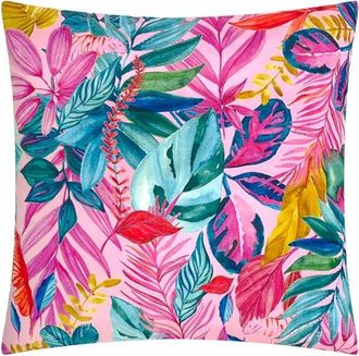 furn. Psychedelic Jungle Polyester Gef&uuml;lltes Kissen - Wasserabweisend Bunt Tropical Blatt Outdoor Dekoratives Kissen (Mehrfarbig - 43x43cm)