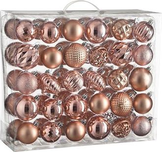 house of seasons House of Seasons Weihnachtsbaumkugeln-Set - 60 Stück - Ø7 cm - Bruchfest - Rosa