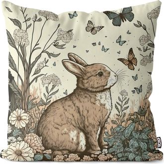 Void Watches Hase Schmetterlinge Ostern 40x40 Kissenhülle Polyester Zierkissen Couchkissen Ostern Osterdeko Deko