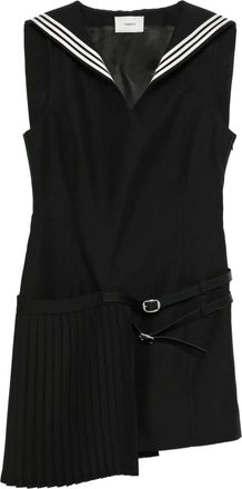 Coperni robe mi-longue plissée à taille ceinturée - Noir