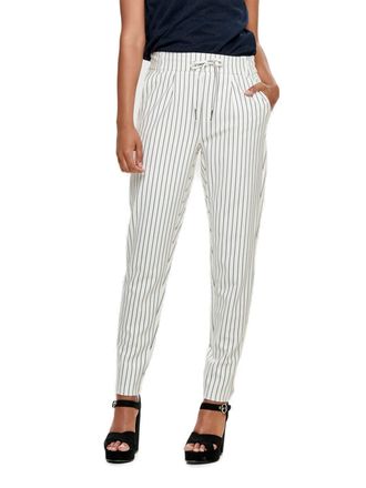 Only Damen Onlpoptrash Easy Rush Stripe PNT Noos Hose, Mehrfarbig (Cloud Dancer Stripes:Black), W/L30(Herstellergröße:XS)