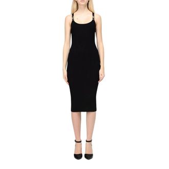 Michael Kors Elegantes- geripptes- schwarzes Strickkleid - - Dresses - Damen - Schwarzk - M