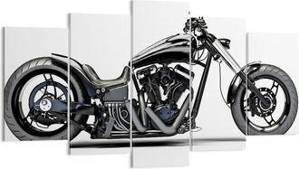 Arttor Wandbilder Dekoration Wohnzimmer Freiheit Motorrad Geschwindigkeit Stahl Bilder auf Leinwand 160x85cm Leinwandbild Schlafzimmer Set 5 teilige Kunstdru