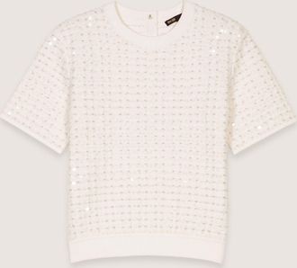 Maje Kurzarm-strickpullover - Ecru - Gr&ouml;&szlig;e 32 - Maje