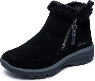 Skechers Damen sportliche Stiefeletten COOL Zip! Schwarz Rauleder, Gr&ouml;&szlig;e:35.5, Farbauswahl:schwarz
