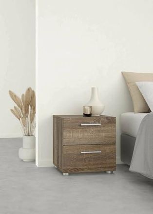 Dmora Nachttisch Amber, niedrige Kommode, Nachttisch, Bettregal, 40x40 h42 cm, Eiche