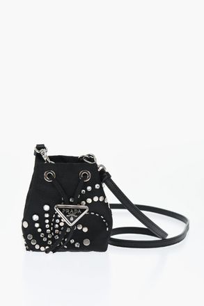 Prada Nylon Pouch with Studs and Rhinestones Prada