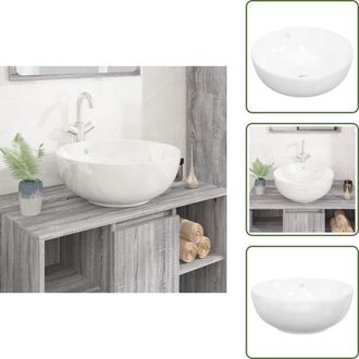 vidaXL Vidaxl - Waschbecken Wei&szlig; 44x17 cm Keramik Rund - Waschbecken - Keramikwaschbecken - Rundes Waschbecken - Wei&szlig;es Waschbecken - Einbauwaschbecken