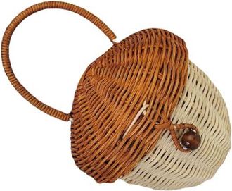 Valiclud Panier en Rotin Tress&eacute; Forme Gland Poign&eacute;es Petit Paquet &agrave; Main 25X16/26 CM Accessoire Photo Gar&ccedil;on et Filles Panier de Rangement Rustique pour Snacks