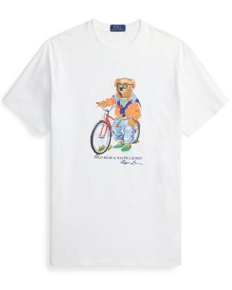 Ralph Lauren T-Shirt aus Baumwolle mit Bike Polo Bear-Print, Custom Slim Fit in