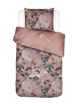 Essenza Bettw&auml;sche Diem Antique pink, 155x220 + 1x 80x80 cm - 100% Bio-Baumwollsatin (GOTS) 300TC - Blumen