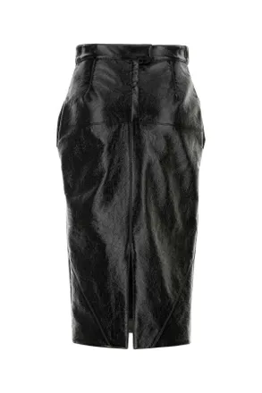 Lanvin Womens Black Synthetic Leather Skirt Noir Gonne