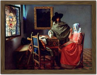 Fine Art Prints Jan Vermeer Van Delft The Glass Of Wine Large Framed Art Print Poster Wall Decor 18x24 Glas Wein Wand Deko