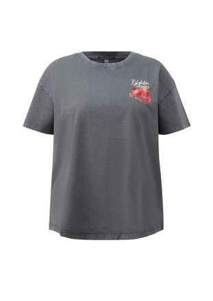 QS by s.Oliver Kurzarmshirt T-Shirt Gewaschenes T-Shirt mit gro&szlig;em R&uuml;ckenprint