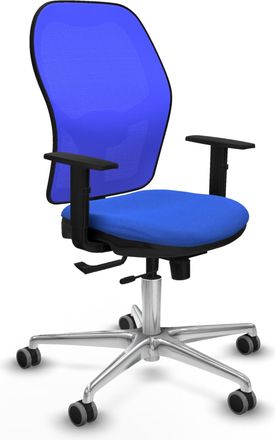 Piqueras y Crespo B&uuml;rostuhl mit 1D-Armlehnen, h&ouml;henverstellbare Lendenwirbelst&uuml;tze, ausgestattet mit Syncro/Translack und Schaumstoff, Rollen 65 mm, Parkett, Blau/Blau