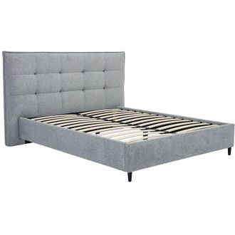Vente-Unique Vente-unique - Lit 180 x 200 cm avec t&ecirc;te de lit capitonn&eacute;e - Tissu - Gris - nirpio