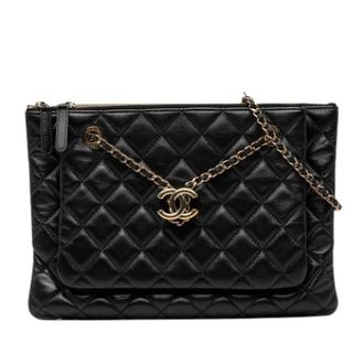 Chanel Pre-owned Gesteppte Lammleder Umh&auml;ngetasche - - Pre-owned - Damen - Schwarzk - ONE SIZE