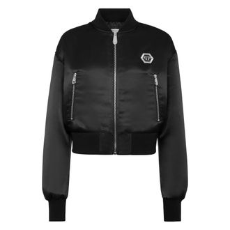 Philipp Plein Cropped Bomber Jacket - - Jackets - Damen - Schwarzk - XS