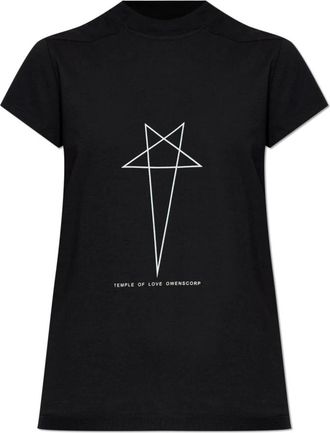 Rick Owens Femme, Tops, Noir, Taille: 38 FR T-shirt avec logo imprim&eacute;