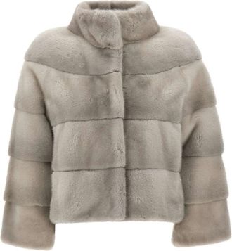 Frame Denim Veste courte en fourrure de vison - Femme - Vestes - Gris - Taille: 46 FR