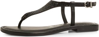 Tamaris Damen Zehentrenner Sandalette Leder, schwarz, 38 EU