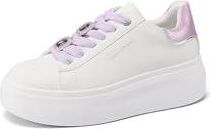 Queen Helena Baskets Platform Baskets avec strass pour femme X32-9, X32 8 Blanc et Violet, 35 EU