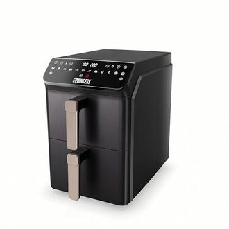 Princess Stack Hei&szlig;luftfritteuse, Doppelte Fritteuse, 11,2 L, 3000 W, Vertikales Design, Sync-Funktion, PFAS-frei, Digitale Steuerung, Schwarz, 01.182278.01.00