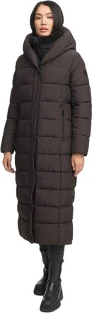 Marikoo Damen Wintermantel (S-5XL) - winddicht, gesteppt, Kapuze, abnehmbarer Teddykragen - N088 - Choco Größe M - Gr.M