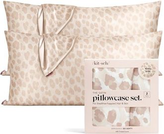 Kitsch Kissenbezug aus 100% Satin mit Reißverschluss, weicher als Seidenkissenbezug für Haar und Haut, kühlender Kissenbezug, Satin-Kissenbezug (King (2er-Pa