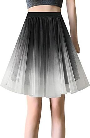 Generic Jupes tutu en tulle pour femme - Jupe de danse trap&egrave;ze des ann&eacute;es 50 - Jupe courte bouffante &eacute;lastique bouffante - Costume de danse multicouche, gris,
