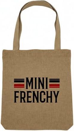 Fabulous Sac Shopping Tote Bag Aspect Lin - Mini Frenchy France Style Classe - Sac de Courses Toile Epaisse 360g Beige Naturel Cabas Port&eacute; Epaule Solide Imprim