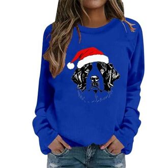 Generic Sweat-Shirt du Cou Décontracté en Polar Doux pour Femme - ConfortOptimal et Détails Raffinés Parfait Quotidien et Lors des Fêtes (Blue, XXXL)