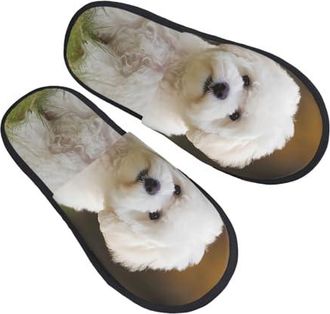 Generic Chaussons Chien Bichon Frisé Doux Pantoufles Légers Slippers Pour Hôtels De Camping Voyage L