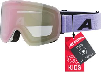 Alpina PENKEN - verspiegelte, beschlagfreie, rahmenlose Skibrille mit 100% UV-Schutz f&uuml;r Erwachsene - white-lilac matt - one size