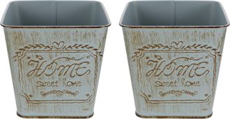 Cabilock 2 Stücke Vintage Blumentopf Blumenvase Kaktus Sukkulenten Topf Eisen Pflanzgefäß Landhaus Vase Metall Eimer Retro Übertopf für Balkon Büro Schreibtisc