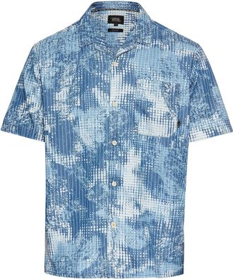 Camel Active Herren Kurzarmhemd mit Allover-Print Blau, Menswear-XXL