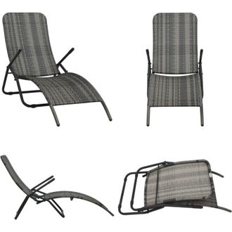 vidaXL Vidaxl - Klappbare Sonnenliege Poly Rattan Grau - Sonnenliege - Gartenliege - Relaxliege - Outdoor M&ouml;bel - Poolliege - Home & Living