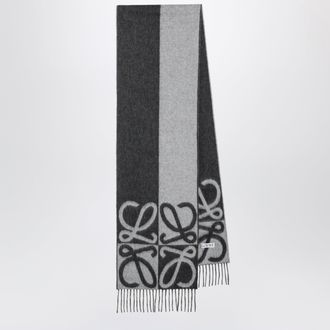 Loewe Anagram-Jacquard-Schal aus Wolle/Kaschmir dunkelgrau/hellgrau