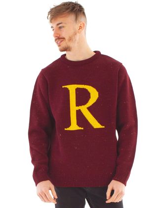 Harry Potter R f&uuml;r Ron Erwachsene Weihnachtspullover | Herren & Damen Ron Weasley Letter R Strick-Sweatshirt | Xmas Stein der Weisen Film Bekleidung Geschenk in Ro