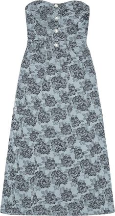 Ganni Midikleid aus Botanical-Jacquard - Blau