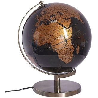 Beliani Globe Terrestre Lumineux LED Noir et Cuivr&eacute; 32 cm de Hauteur Accessoire D&eacute;co pour Bureau ou Biblioth&egrave;que au Style Moderne et Traditionnel Beliani