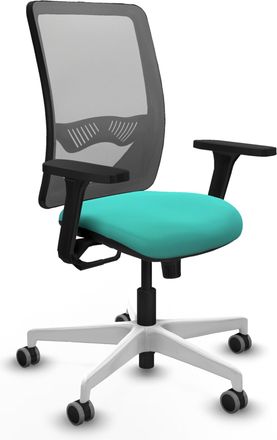 Piqueras y Crespo B&uuml;rostuhl mit Rollen Zulema mit 3D-Armen, h&ouml;henverstellbare Lendenwirbelst&uuml;tze, ausgestattet mit 3 Positionen und Schneideschaum, Grau/T&uuml;rkis